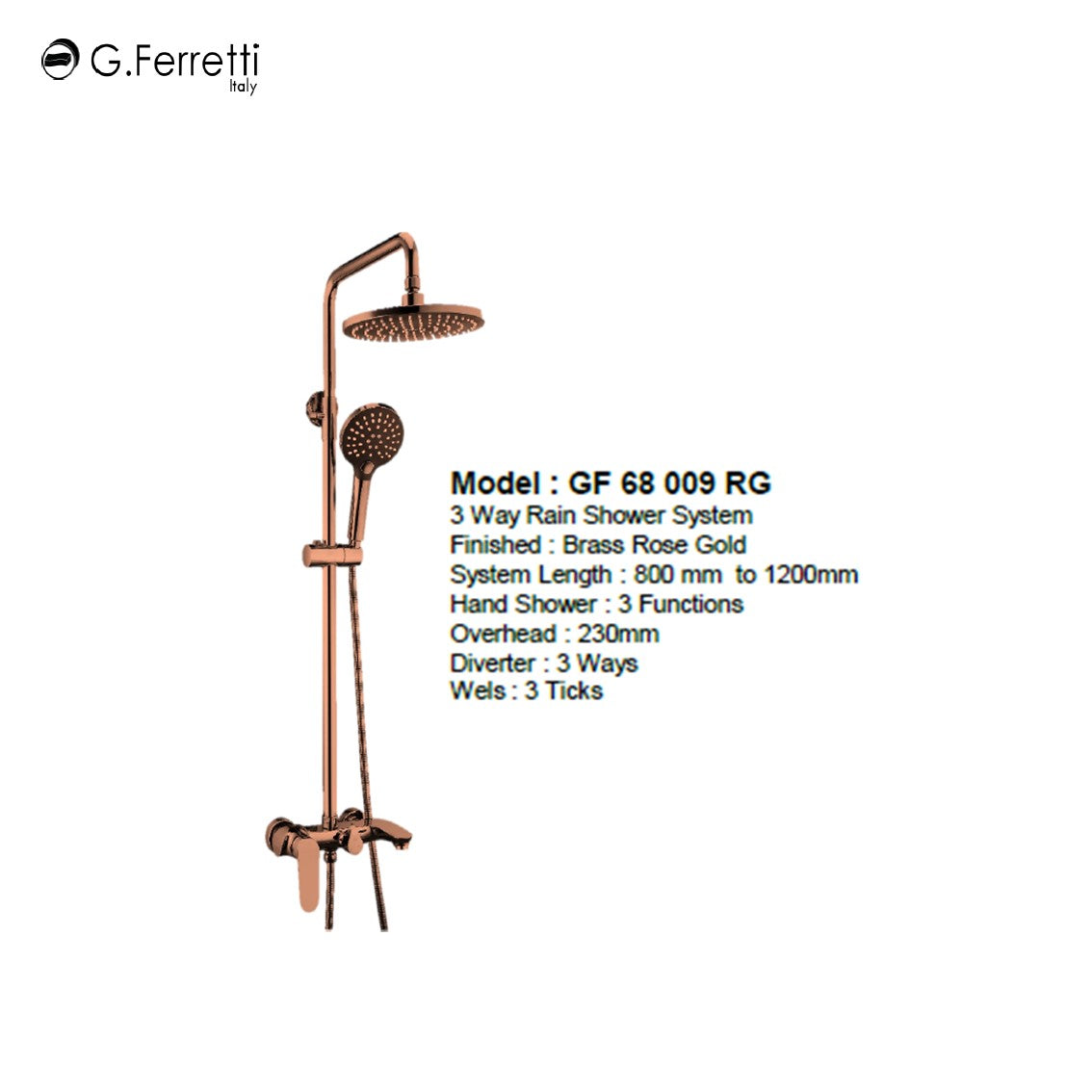 G.FERRETTI Rainshower Set GF68009RG – Haus Square Pte Ltd